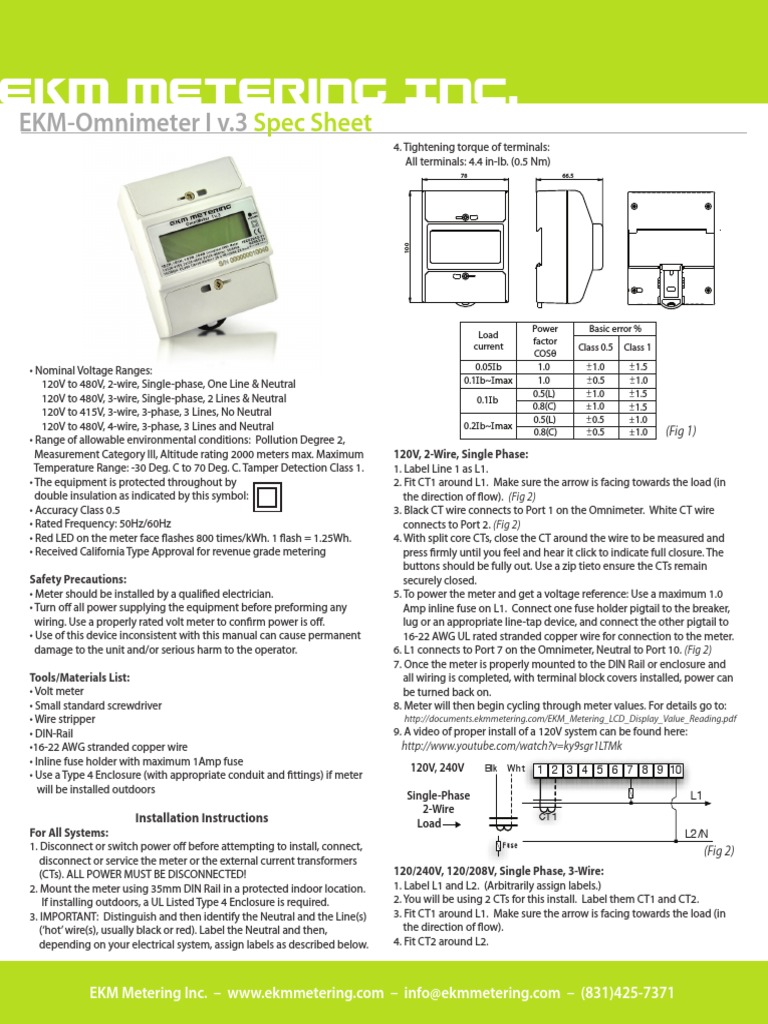 OmniMeter Universal Smart Meter User Manual EKM Metering | PDF