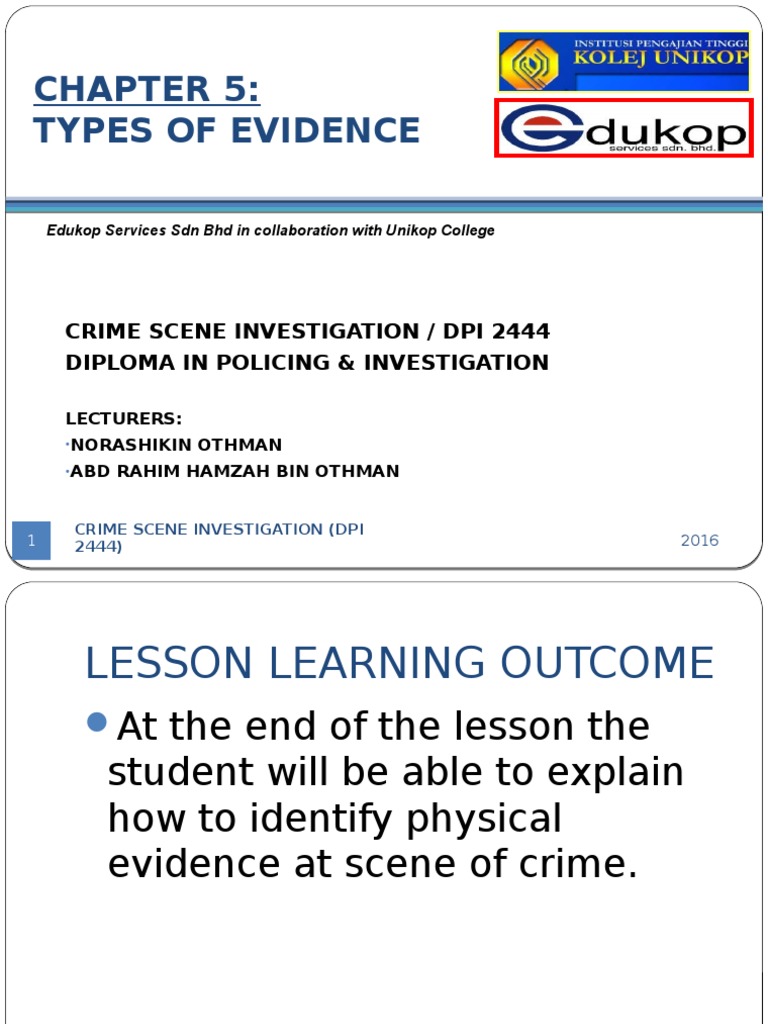 5.Types of Evidence | Crime Scene | Forensic Science