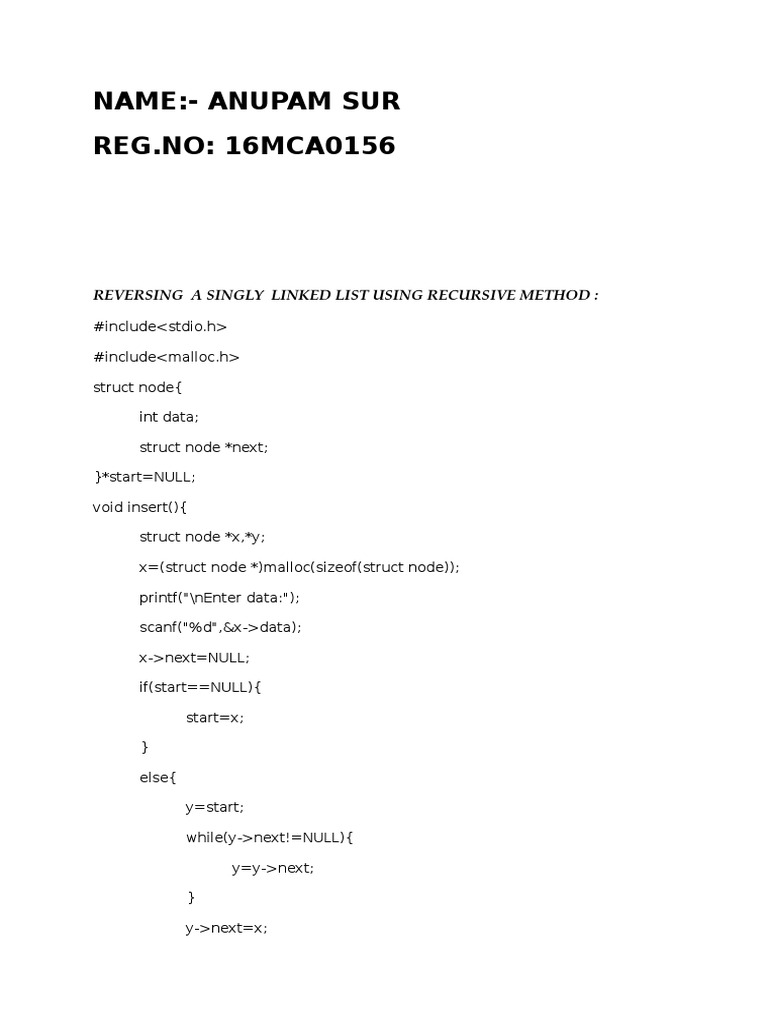 Reverse Singly Linked List Methods | PDF