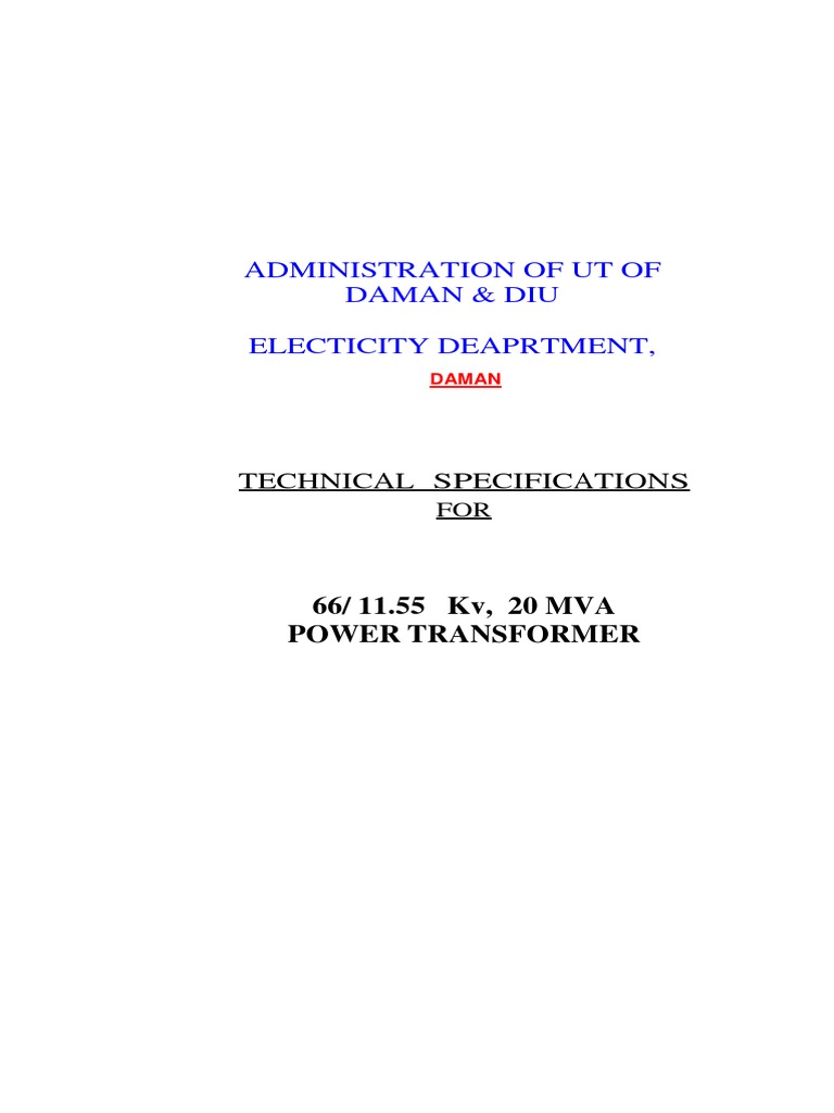 Transformer 20mva | PDF | Transformer | Specification (Technical Standard)