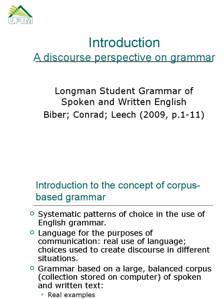 Chapter 1 - Introduction A Discourse Perspective On Grammar | PDF | English Language | Grammar