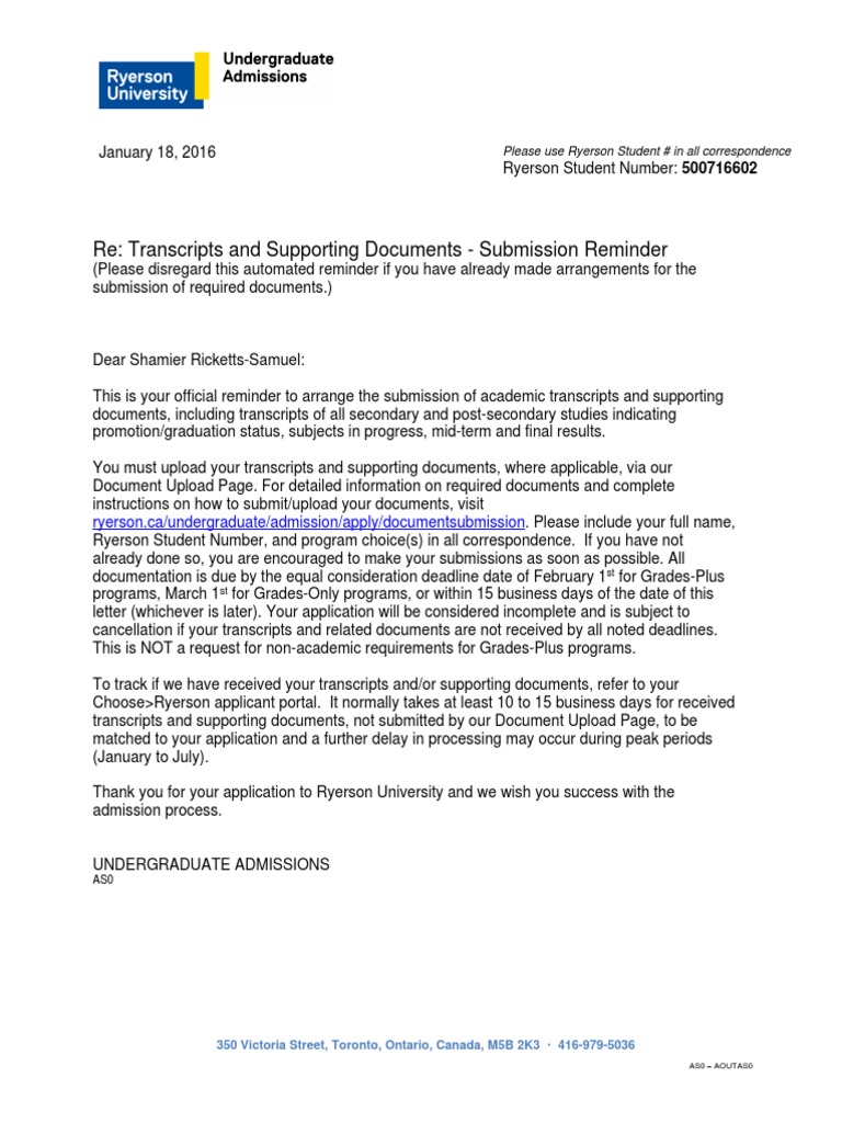 Fall 2016-Document Reminder Letter PDF | PDF