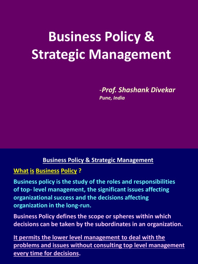 Business Policy & Strategic Management Overview | PDF | Strategic ...