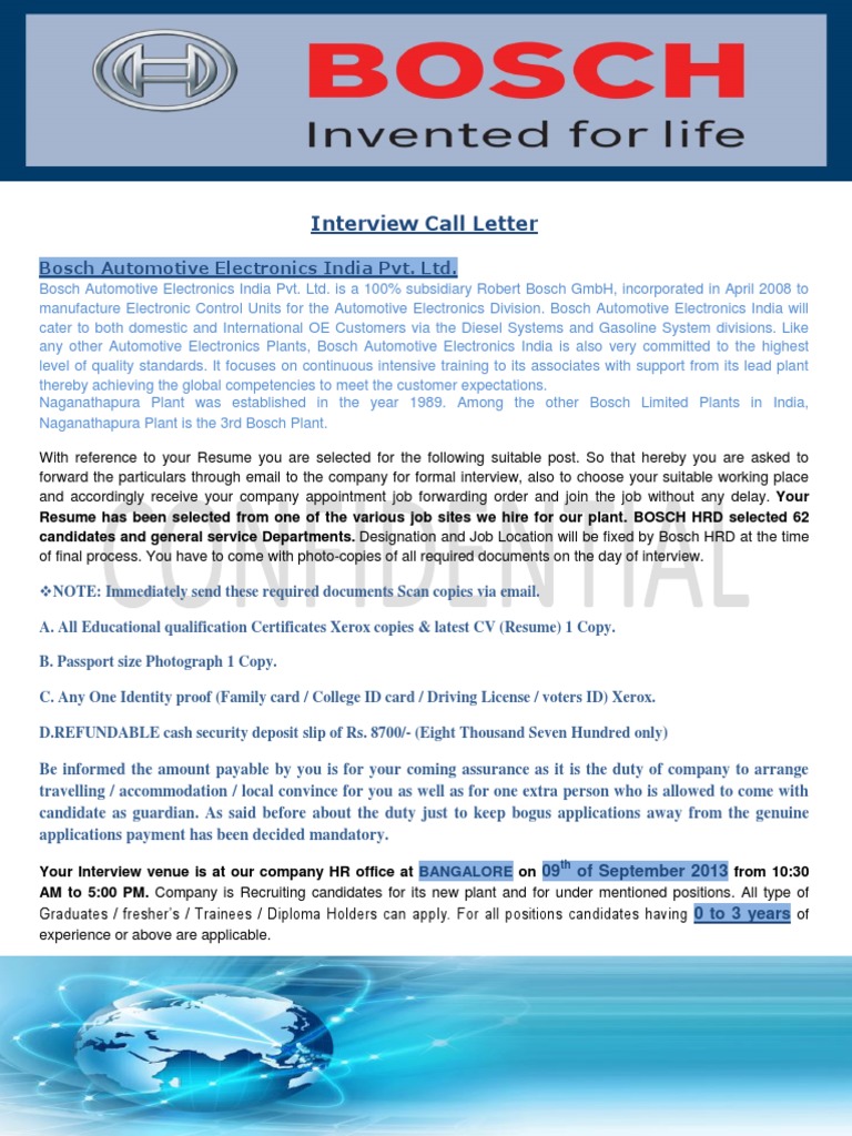 Fake BoSCH Letter | PDF | System Administrator | Programmer