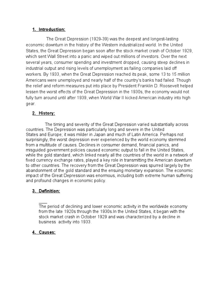 1930s Great Depression | PDF | Great Depression | Recession