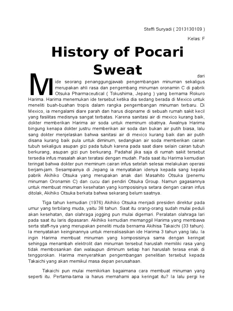 Sejarah dan Penciptaan Pocari Sweat | PDF | Kesehatan Holistik