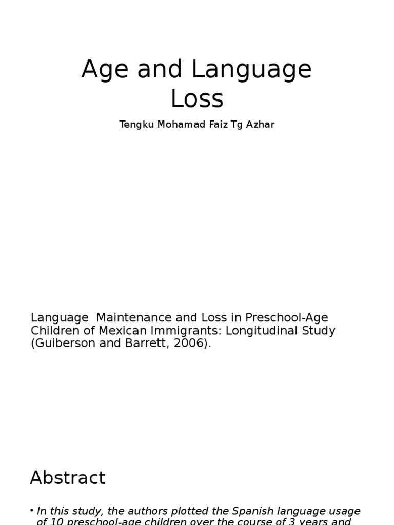 Age and Language Loss SLIDES | PDF | First Language | Second Language