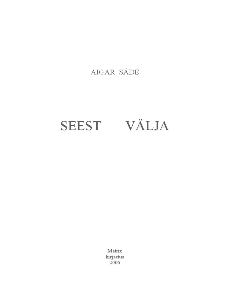 Aigar Sade Seest Valja | PDF