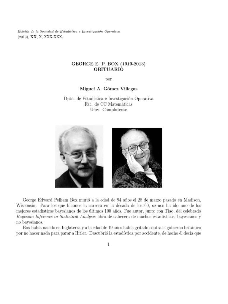 George E. P. Box (1919-2013) | PDF | Probabilidades y estadísticas ...