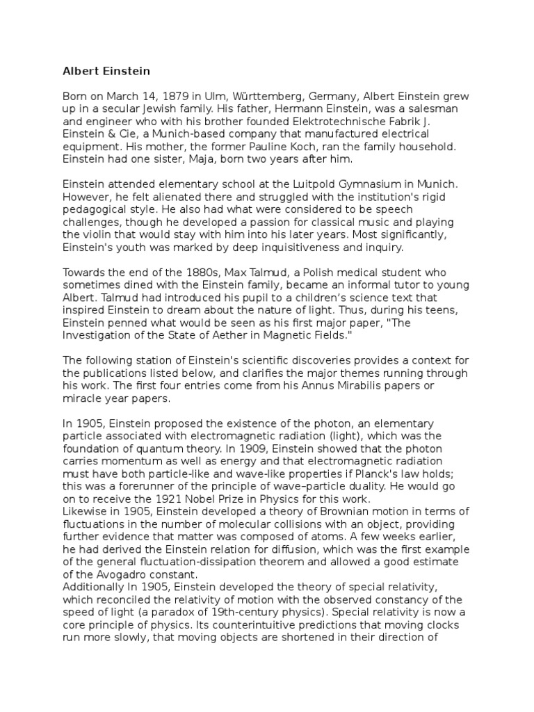 Albert Einstein - Biography | PDF | Albert Einstein | Quantum Mechanics