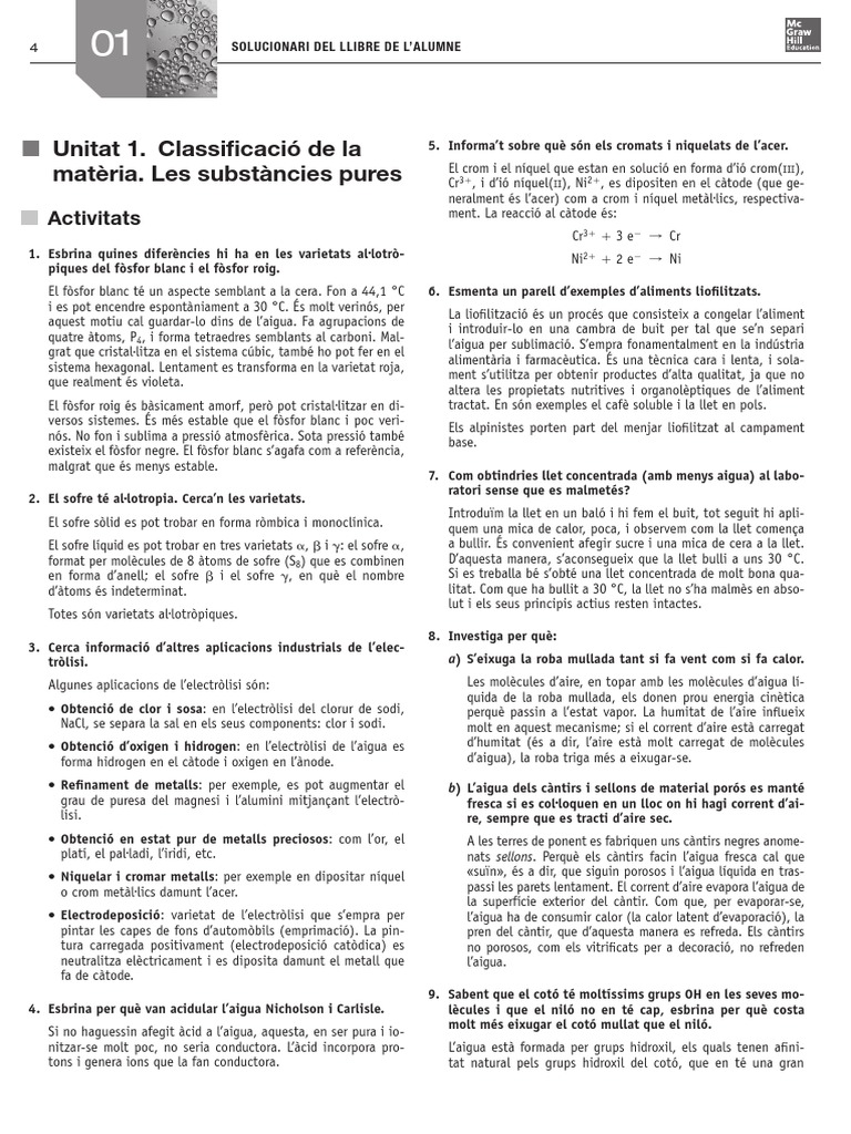 Quimica 2n Batx Unitat 1 | PDF