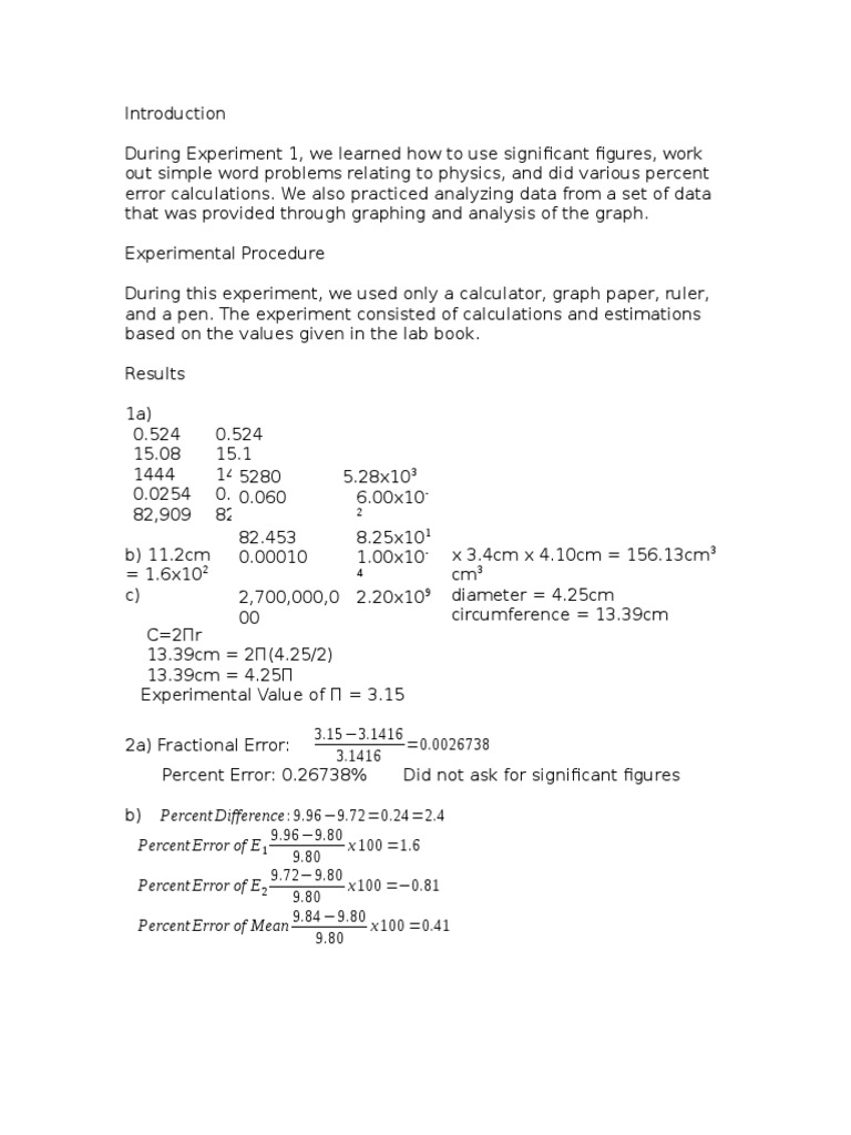 Physics Lab: Significant Figures & Errors | PDF | Teaching Methods ...