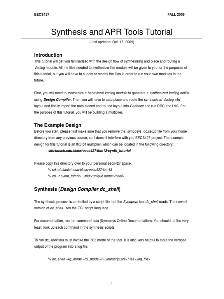 Tutorial2 TCL Script | PDF | Electronic Design Automation | Design