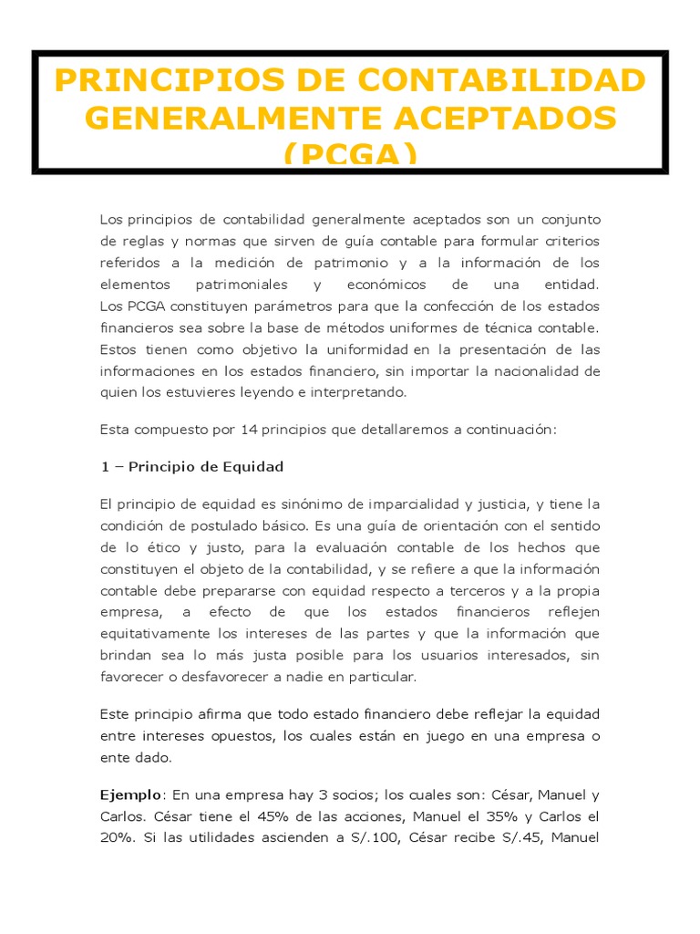 Principios de Contabilidad Generalmente Aceptados | PDF | Principios ...