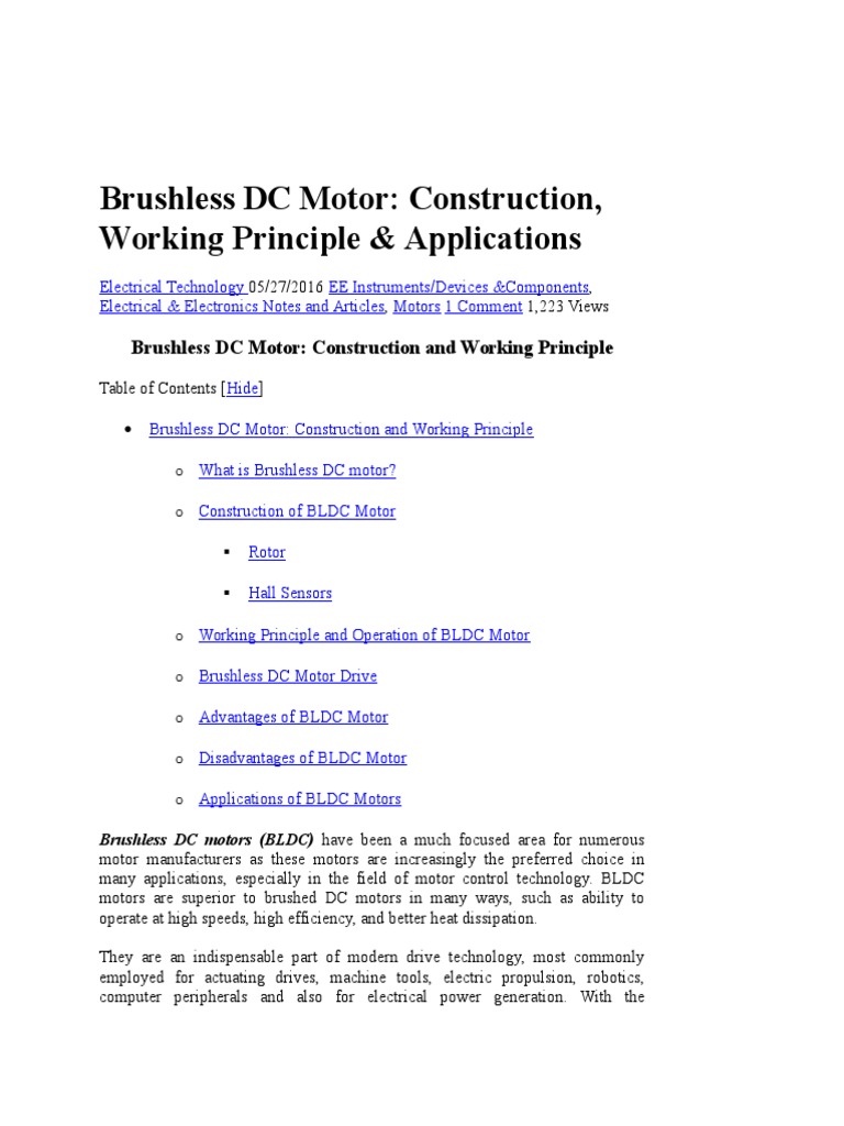 Brushless DC Motor | PDF | Electric Motor | Control Theory