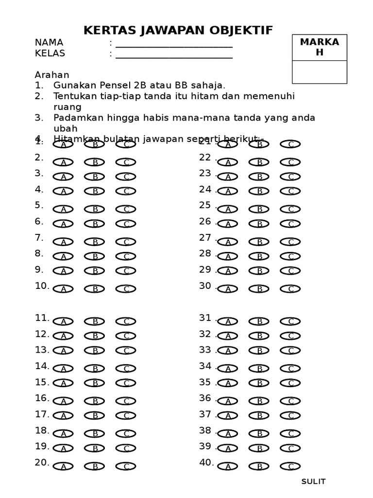 Borang OMR Sains2 | PDF