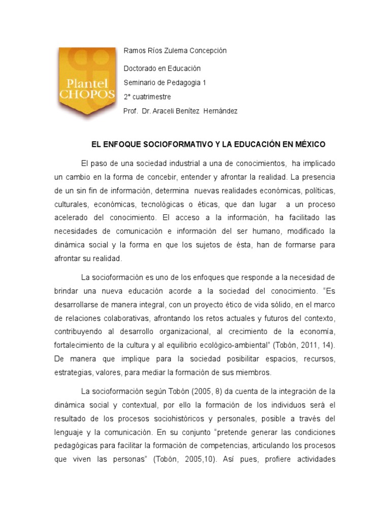 El Enfoque Socioformativo y La Educación en México | PDF | Sociedad ...
