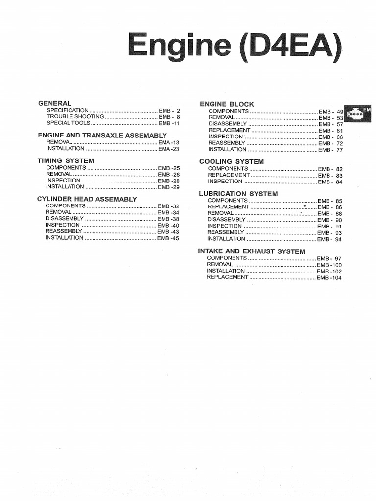 Emb Motor Tucson D4ea Diesel | PDF