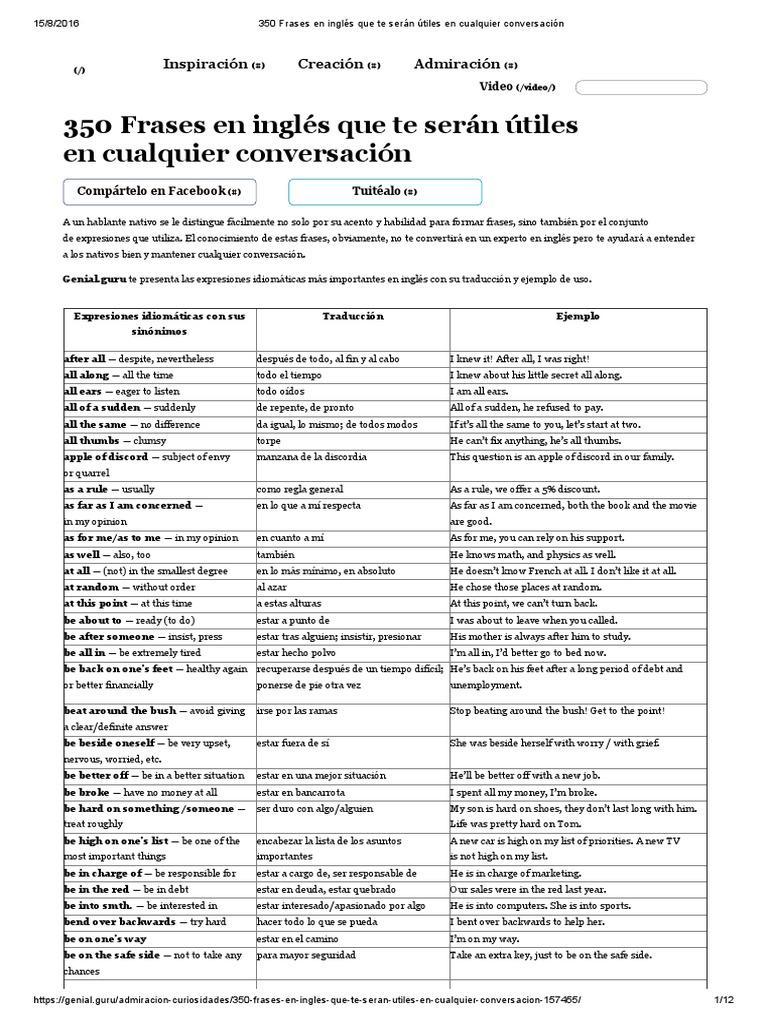 350 Frases En Inglés Que Te Serán útiles En Cualquier Conversación Pdf