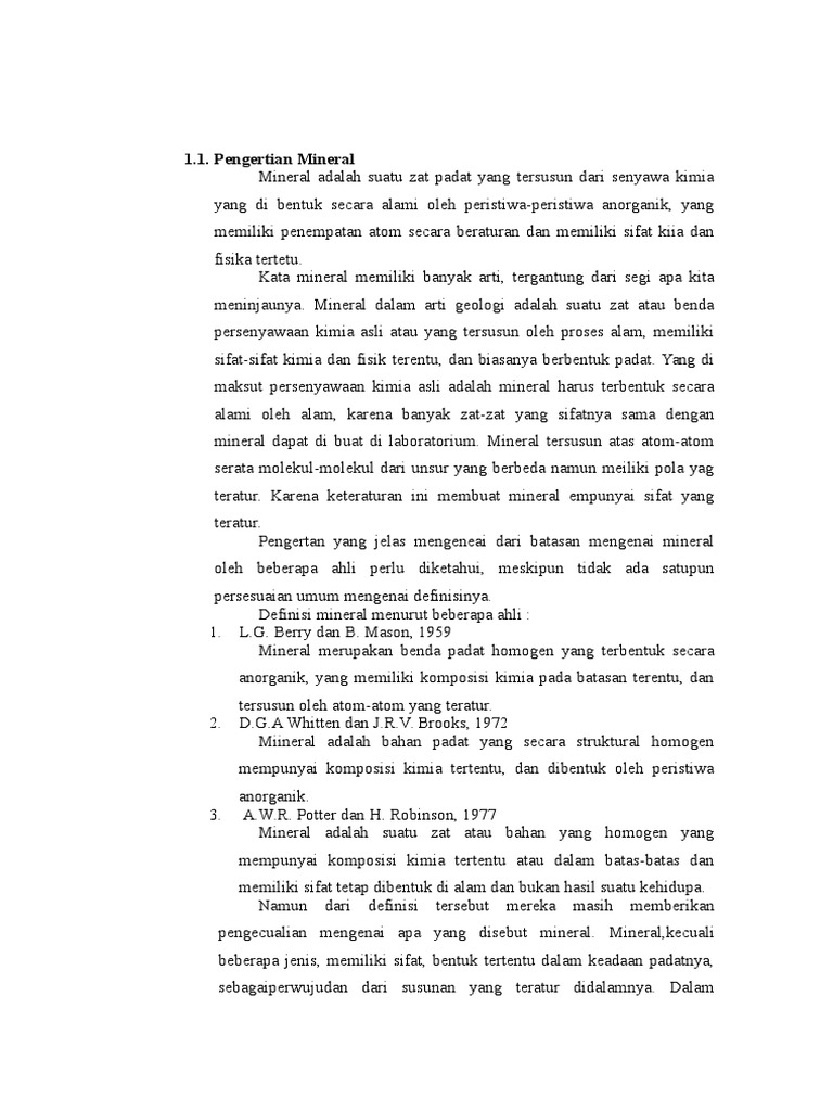 Pengertian Mineral | PDF