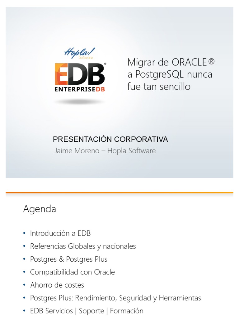 Corporate Presentation EDB ES | PDF | Postgre Sql | SQL