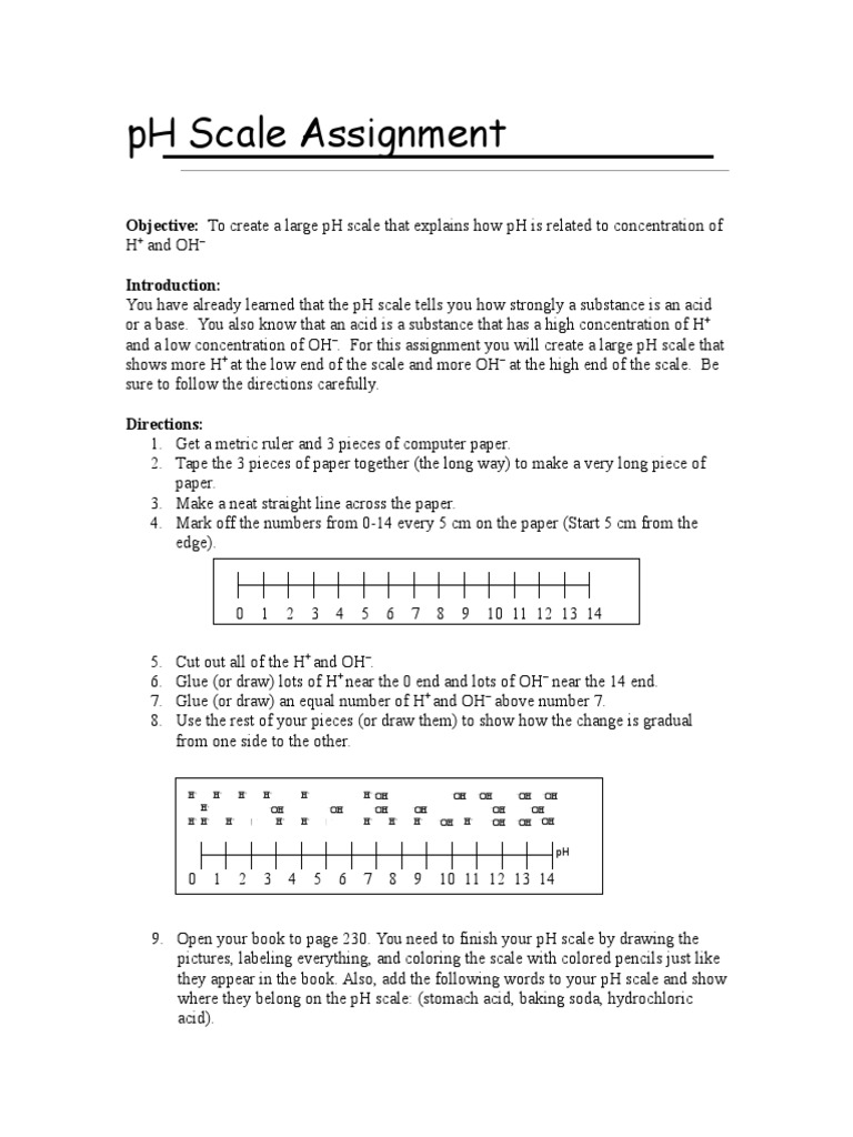 PH Scale Assignment: Objective: To Create A Large PH Scale That ...