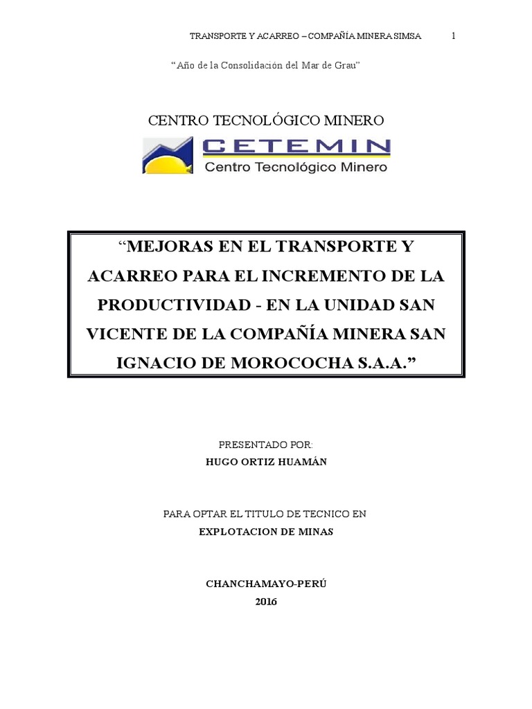 Acarreo y Transporte Con Volquete | PDF | Roca (geología) | Minería