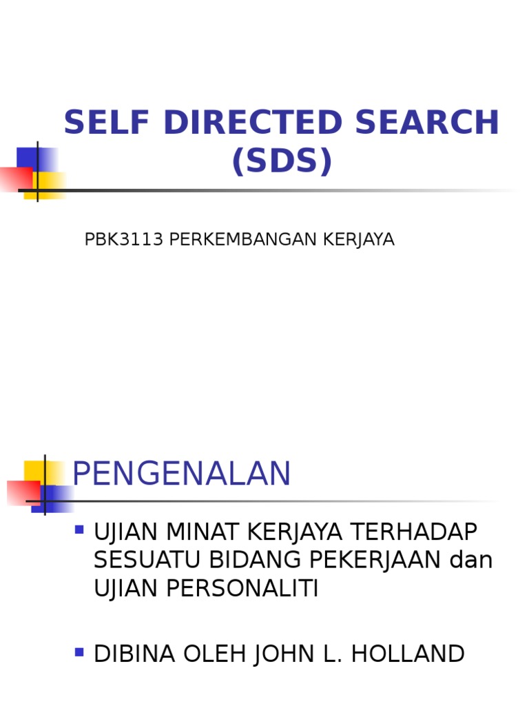 Self Directed Search (SDS) | PDF