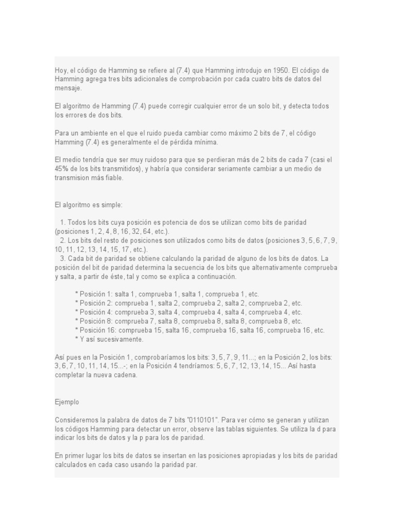 Codigo Hamming | PDF | Informática teórica | Matemáticas discretas