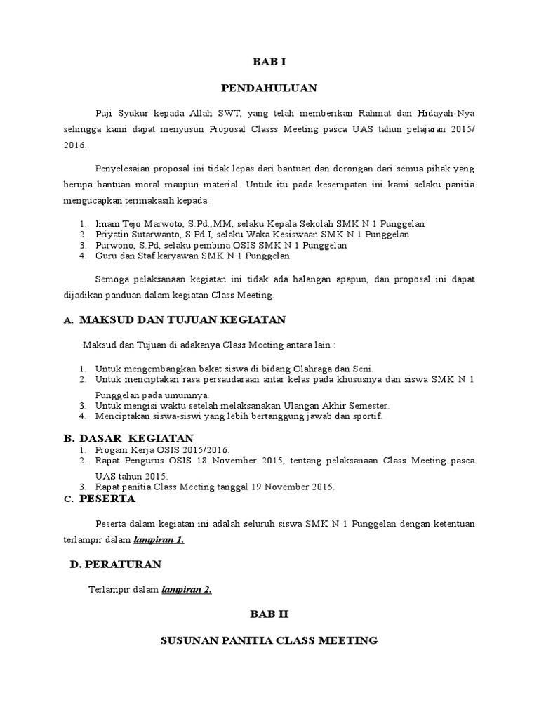 Proposal Class Meeting Siap Print | PDF