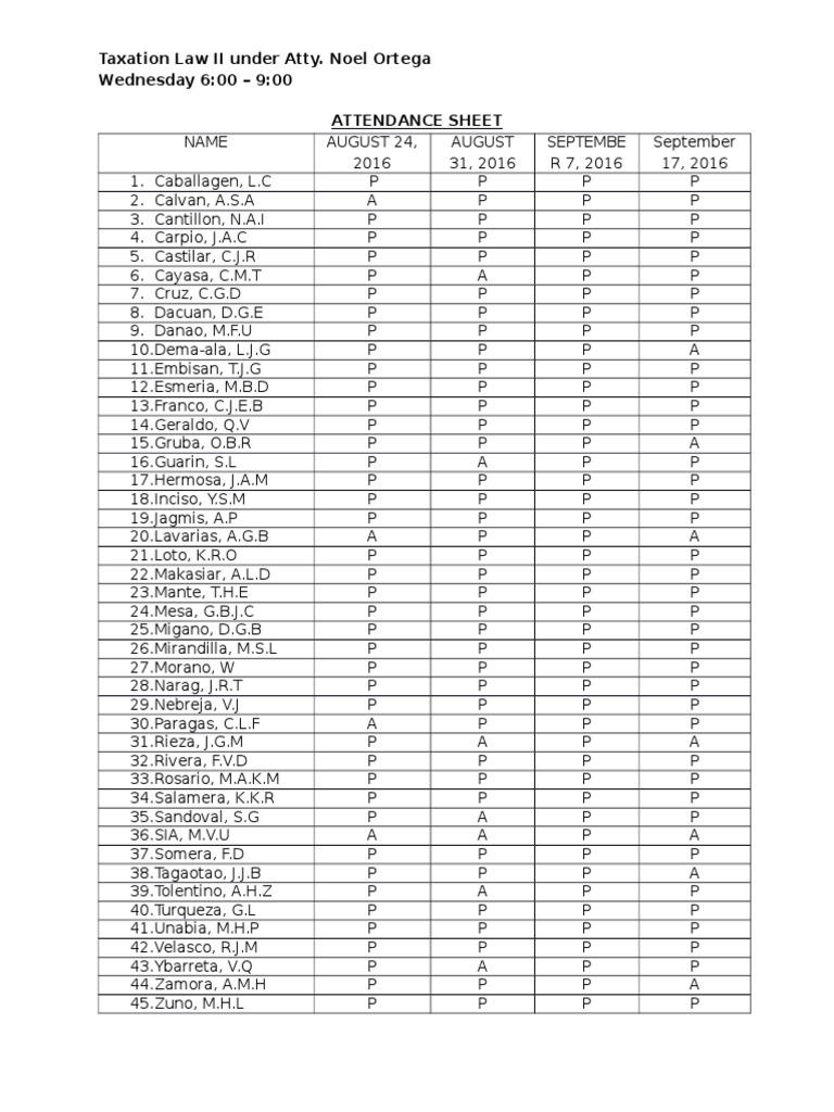 Taxation Law II Under Atty. Noel Ortega Wednesday 6:00 - 9:00 ...