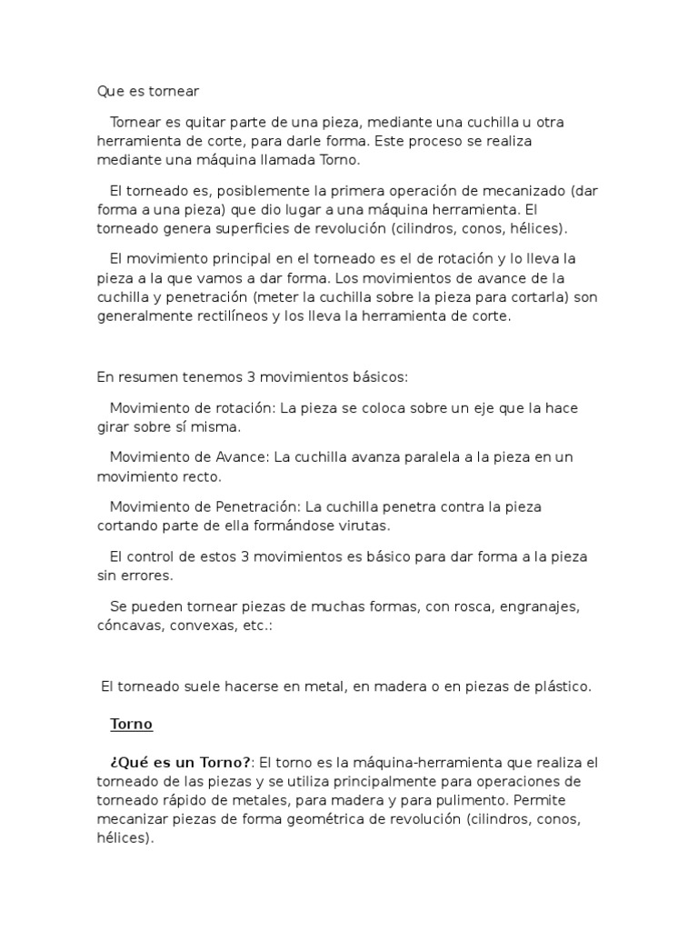 Que Es Tornear | PDF | Equipo | Bienes manufacturados