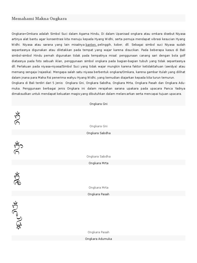 Simbol Suci Ongkara dalam Hindu Bali | PDF | Agama & Spiritualitas