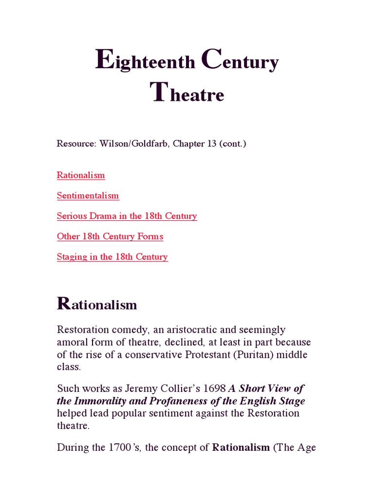 Eighteenth Century Theatre PDF | PDF | Theatre | Romanticism