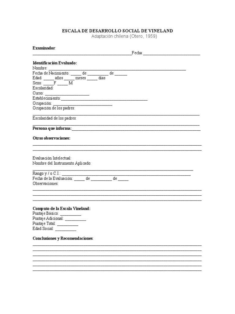 Protocolo Vineland Corregido | PDF
