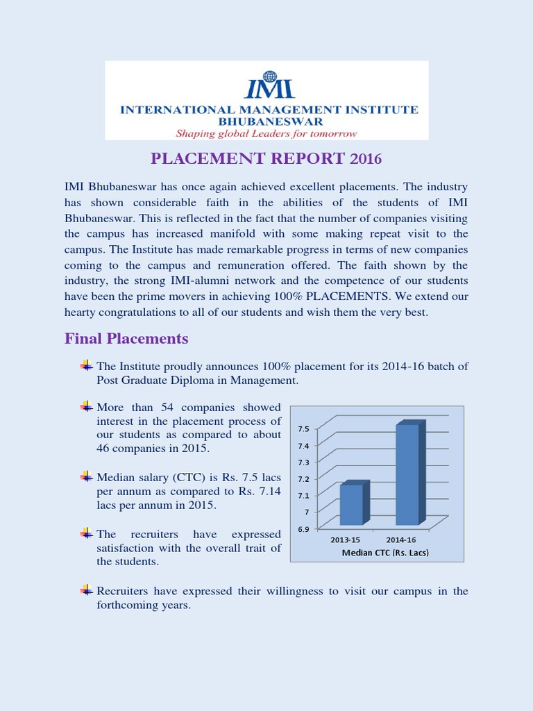 Placement Report 2016 | PDF | Internship | Job Hunting