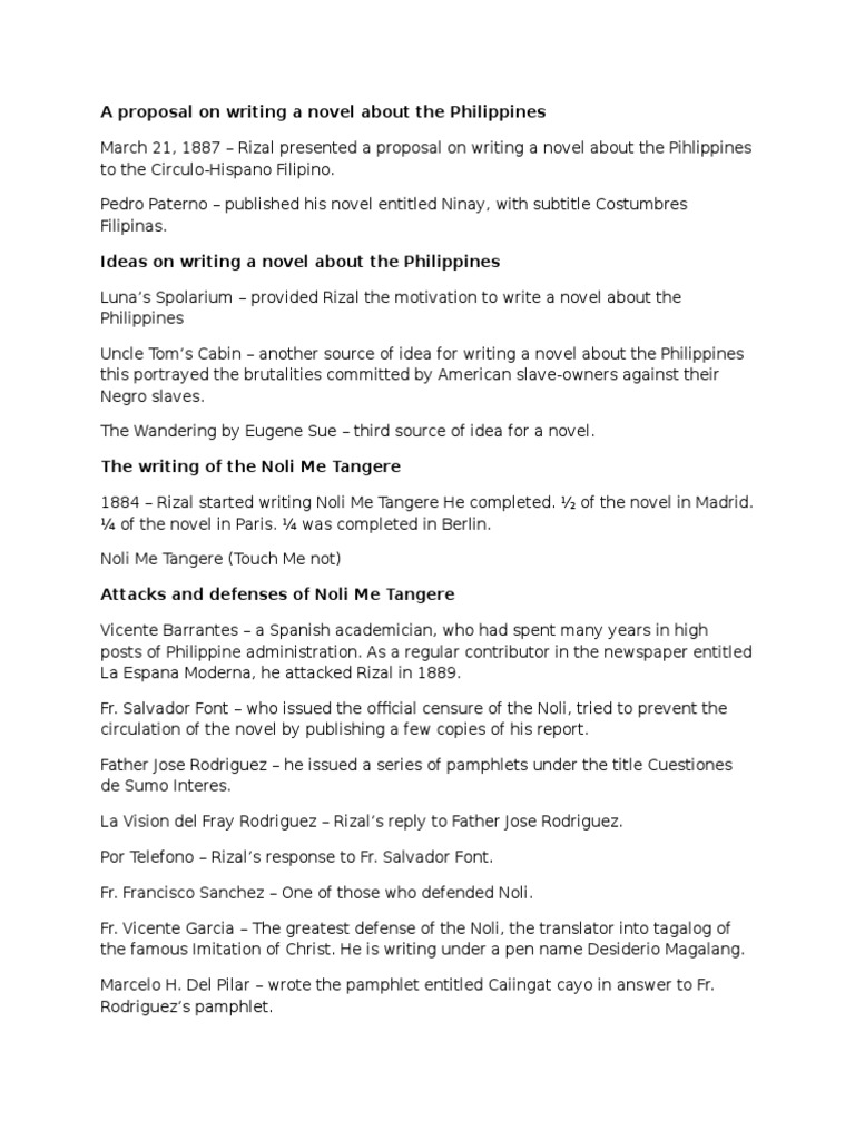 Rizal's Proposal for a Philippine Novel | PDF