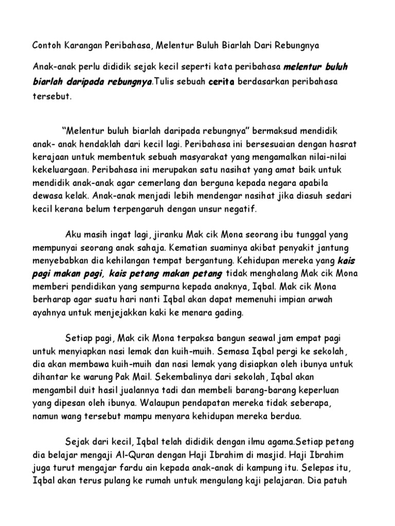 Contoh Karangan Peribahasa | PDF