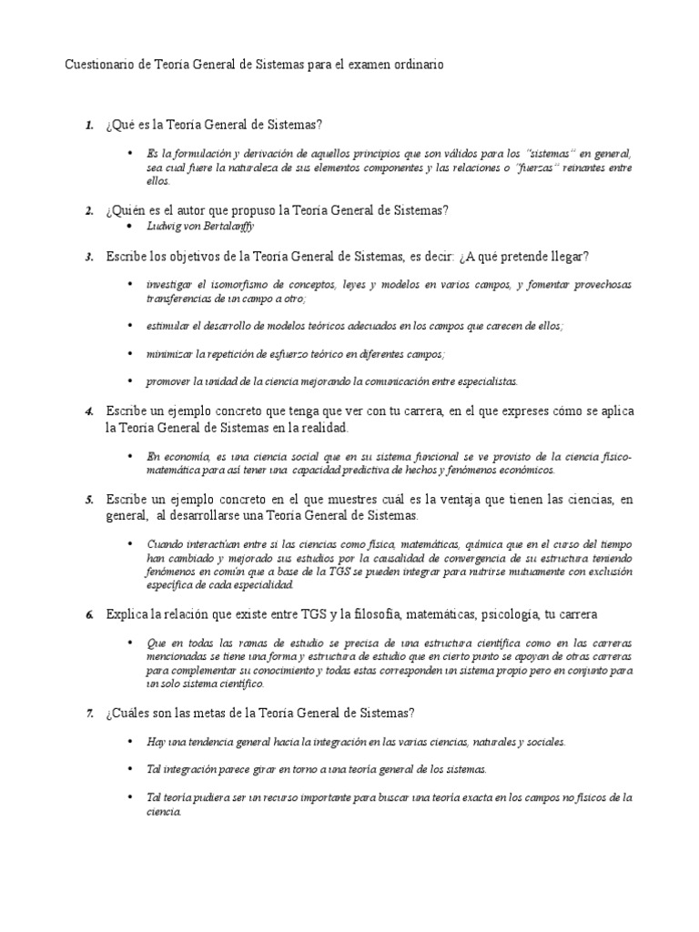 Guia ORDINARIO TGS Medio Resuelto | PDF | Teoría de sistemas | Science