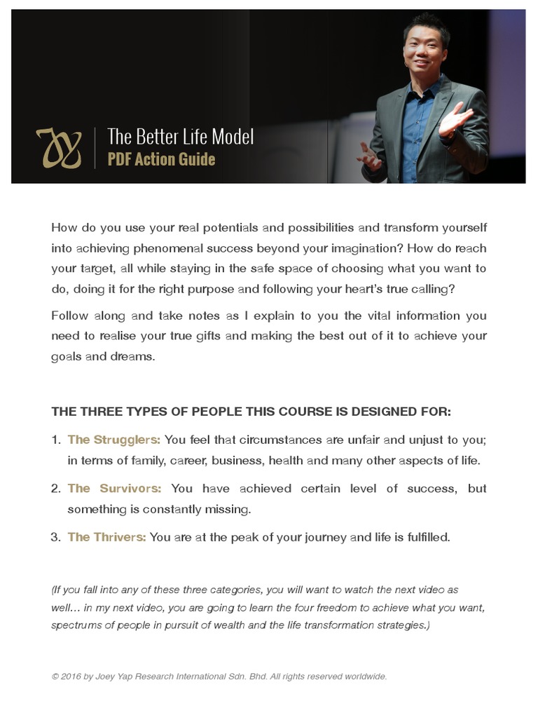 The Better Life Model PDF Action Guide PDF | PDF | Psychology ...