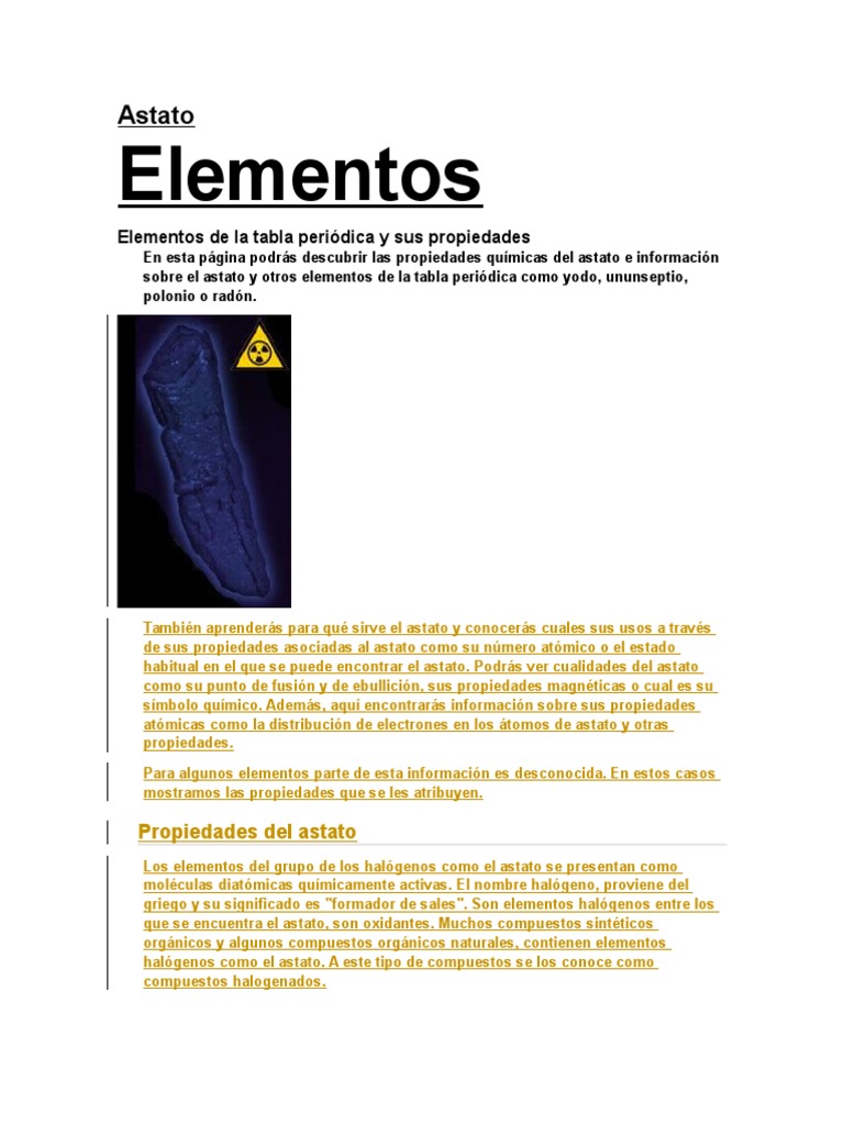 Astato | PDF | Elementos químicos | Átomos