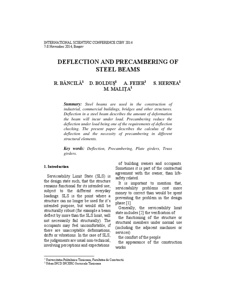 Precambering of Steel Beams | PDF | Beam (Structure) | Structural Steel