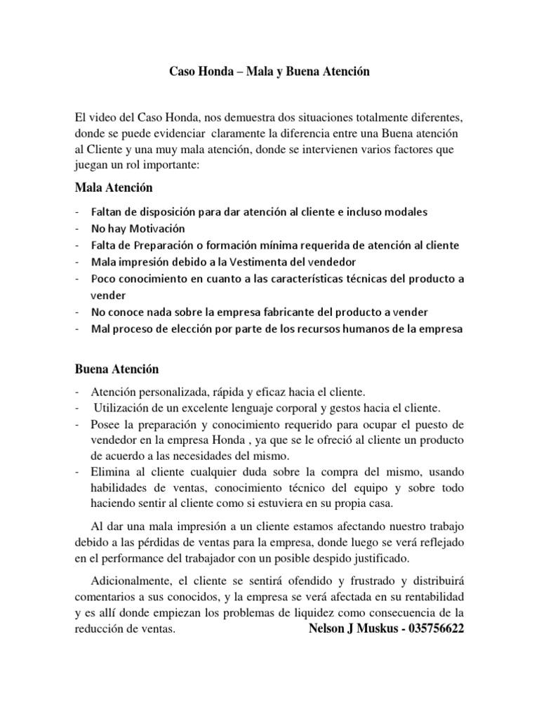 Caso Honda - Nelson J Muskus PDF | PDF