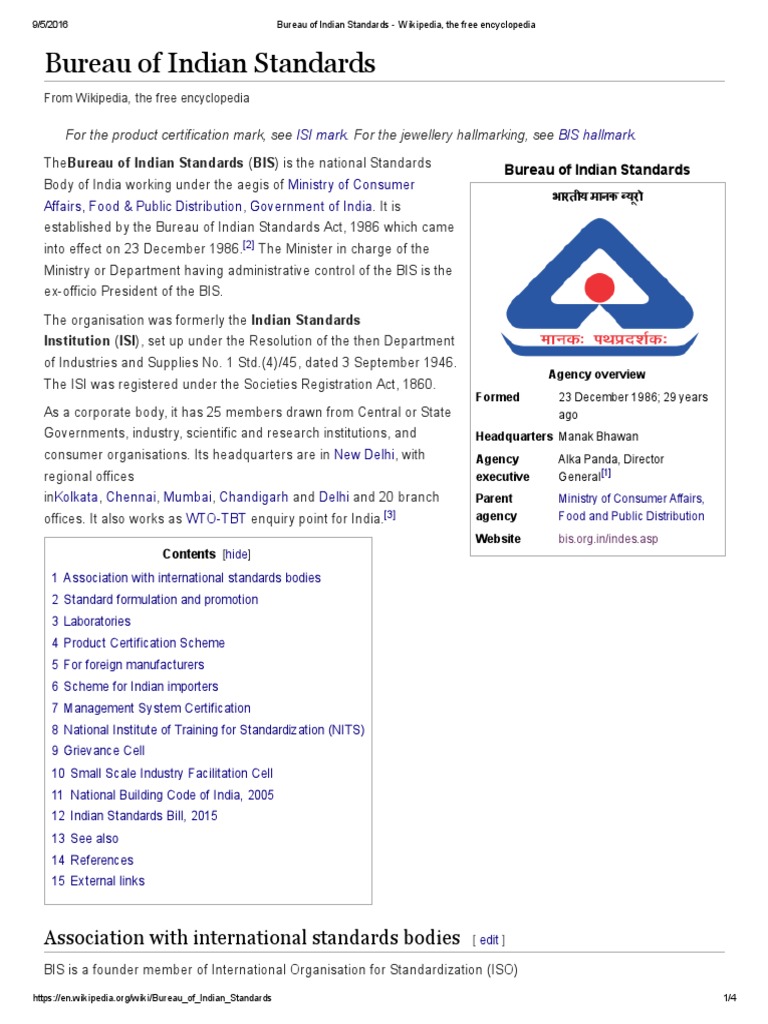 Bureau of Indian Standards - Wikipedia, the free encyclopedia.pdf ...