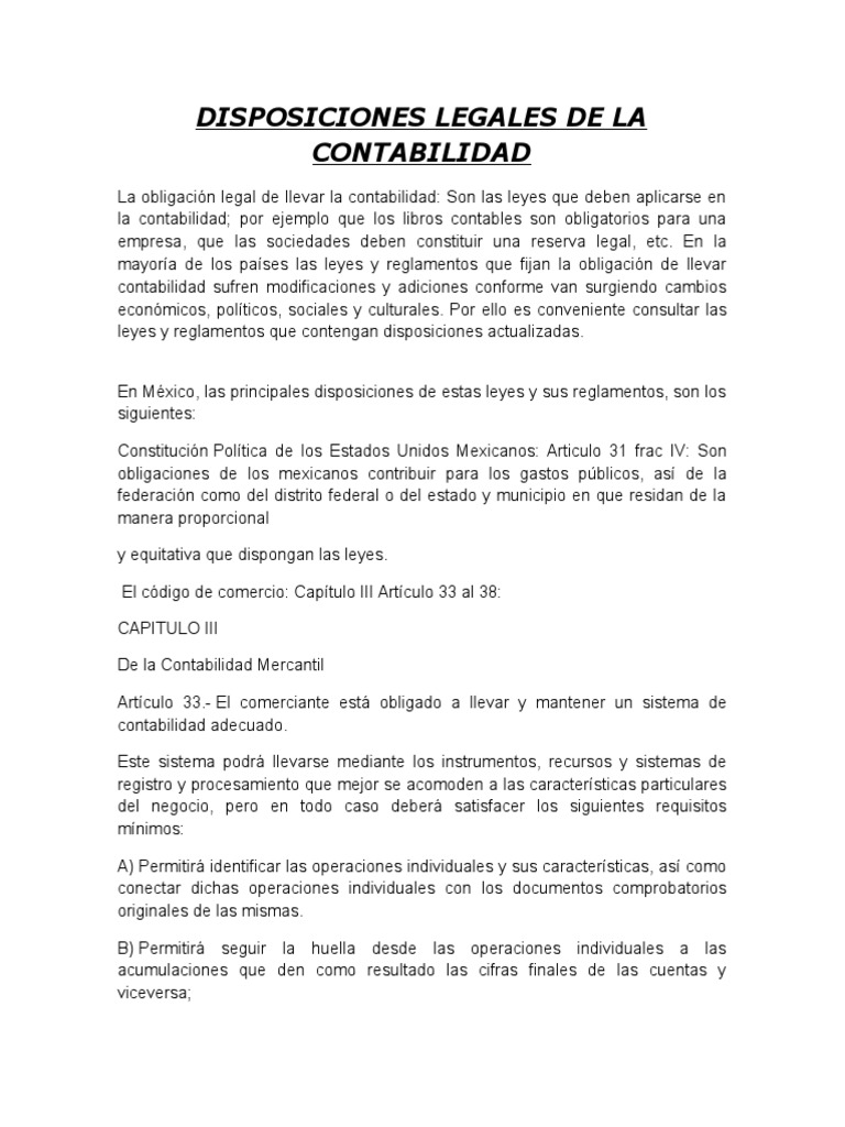 Disposiciones Legales de La Contabilidad | PDF | Contabilidad | Gobierno