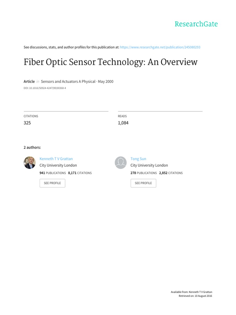 Fiber Optic Sensor Technology: An Overview: Sensors and Actuators A ...