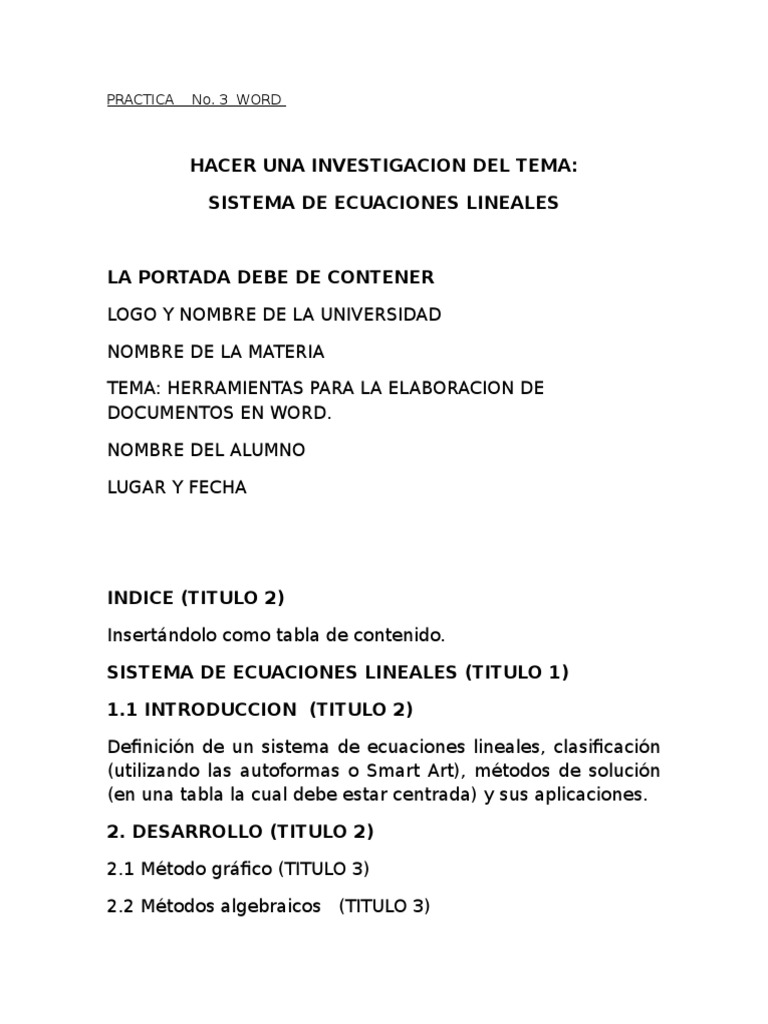 Prac 3 Formato Word. | PDF | Sistema de ecuaciones lineales | Ecuaciones