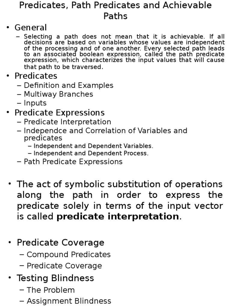 Predicates, Path Predicates and Achievable Paths | PDF | Career ...