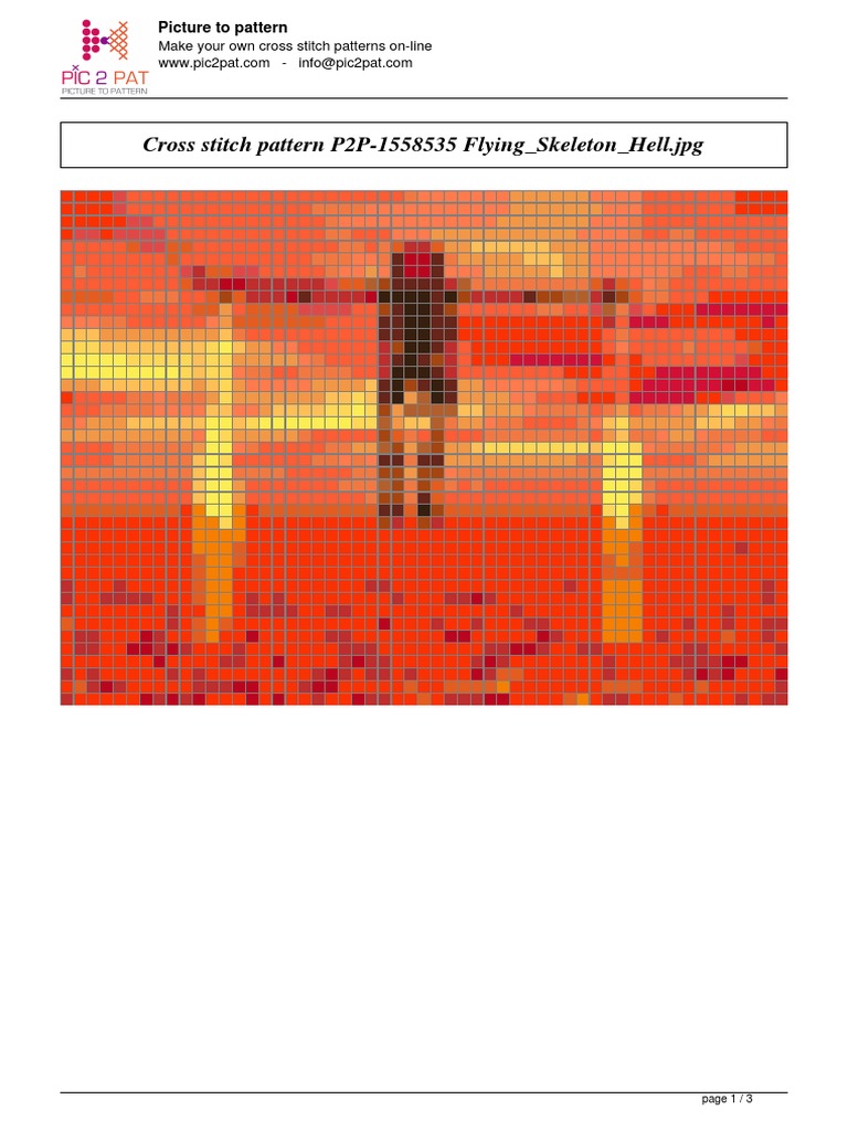 Cross Stitch Pattern P2P-1558535 Flying - Skeleton - Hell - JPG: Make ...