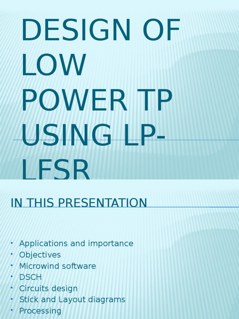 Design of Low Power TPG Using Microwind | PDF | Electronic Design ...
